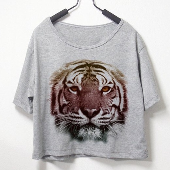 Etsy - MGcafe | Tops | Tiger Screenprint Crop Top Tshirt | Poshmark